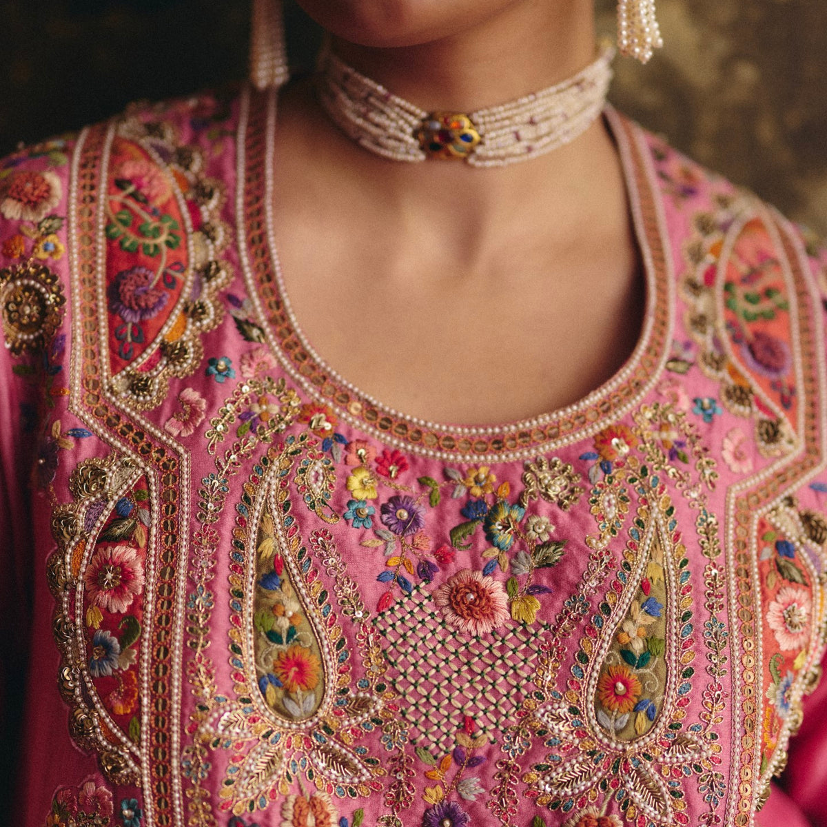 Long firan kurta with pants and dupatta – Petticoat